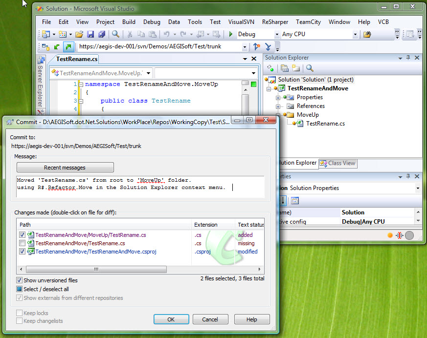 Movingrenaming Files With Resharper Cuts Svn History Of The File Resharper Support Jetbrains 